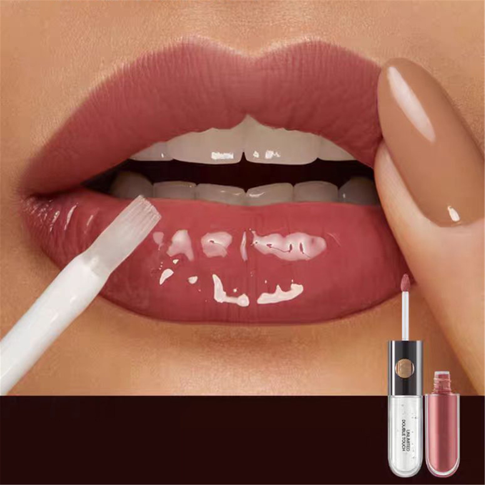 Dual Ended Lip Glaze Lip Oil, High Shine Lip Gloss Color, Non-Sticky ...